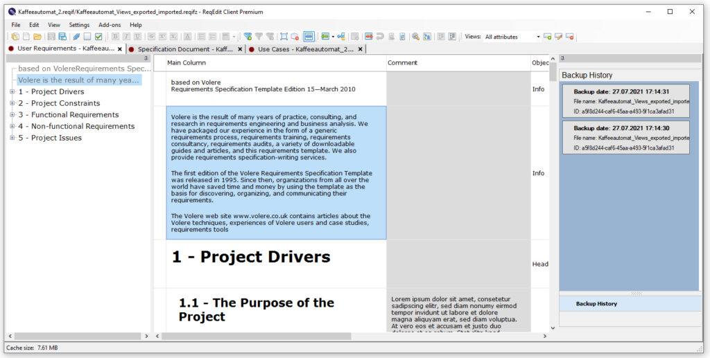 ReqEdit based on ReqIF Requirements Interchange Format
